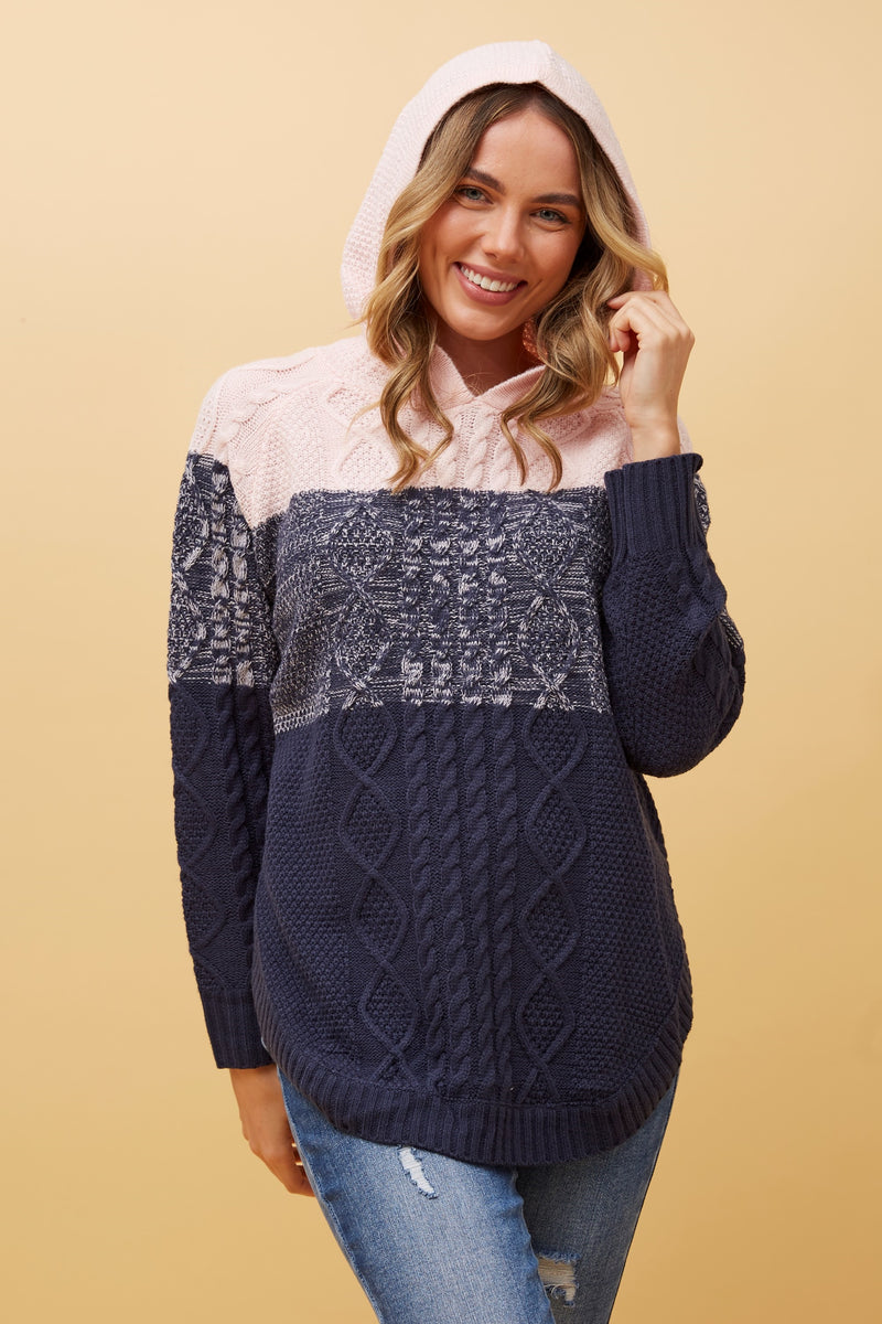 NIX CABLE KNIT HOODED KNIT JUMPER – Carla Milani